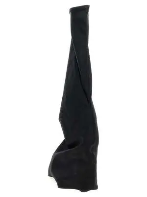 Rick Owens Fetish Boots In Overdyed Stretch Foil - Black