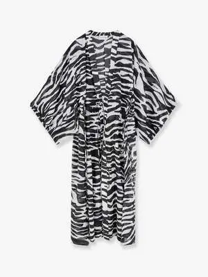Attico Zebra Print Cotton Kaftan Dress - Multicolor