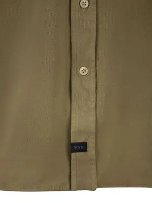 FAY Cotton French Collar Shirt - Brown