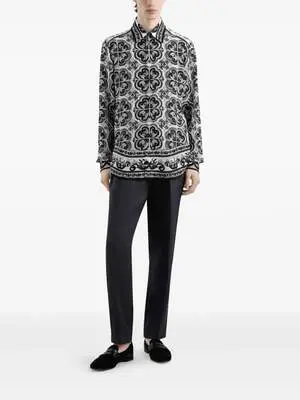 Dolce & Gabbana Majolica-print Silk Shirt - Black