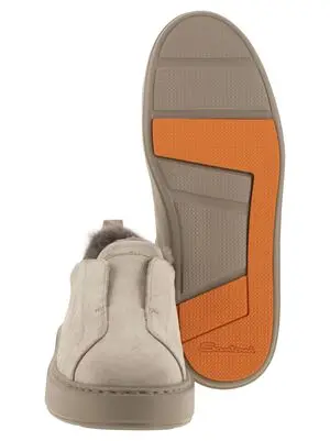 Santoni Slip-on Suede Sneakers With Fur Lining - Multicolor