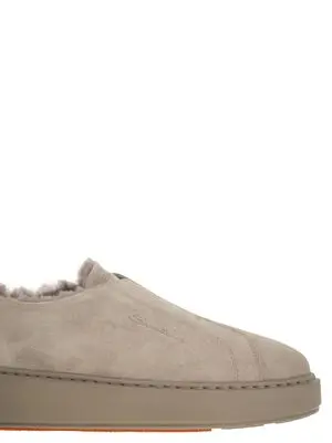Santoni Slip-on Suede Sneakers With Fur Lining - Multicolor