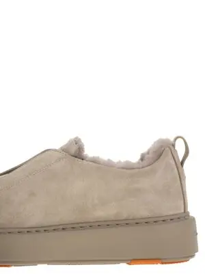 Santoni Slip-on Suede Sneakers With Fur Lining - Multicolor