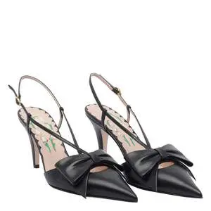 Valentino Garavani Slingback Pointed Toe Stiletto Heel With Bow Detailing - Black