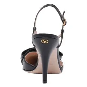Valentino Garavani Slingback Pointed Toe Stiletto Heel With Bow Detailing - Black