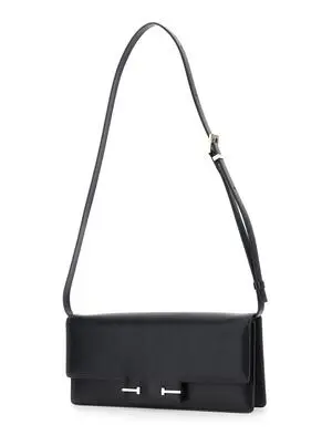 TOM FORD Grained Leather Crossbody Bag With T Plaque - Black