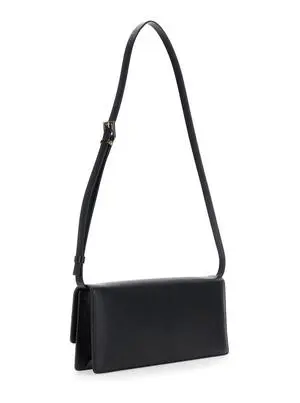 TOM FORD Grained Leather Crossbody Bag With T Plaque - Black
