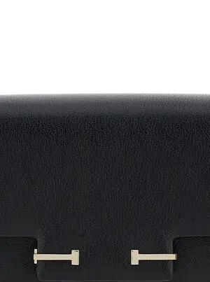 TOM FORD Grained Leather Crossbody Bag With T Plaque - Black