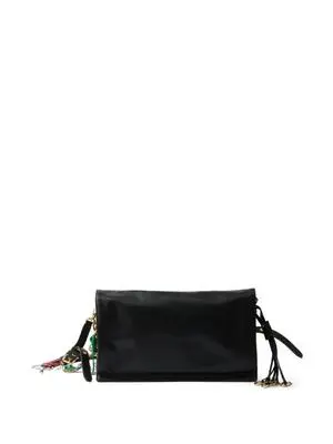 Prada Soft Sound Large Leather Shoulder Bag With Charms - Black