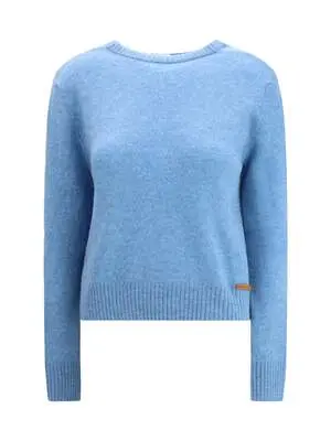 Marni Long-sleeve Crewneck Sweater With Back Tie Detail - Blue