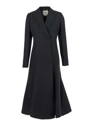 FENDI Fendi Black Wool Double-Breasted Flared Coat