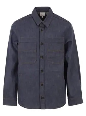 A.p.c. Cotton Denim Shirt With Patch Pockets - Blue