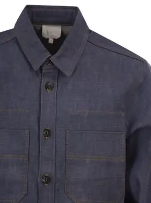 A.p.c. Cotton Denim Shirt With Patch Pockets - Blue