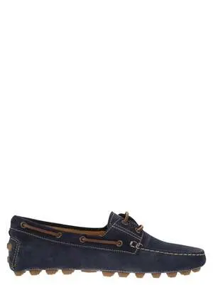 TOD'S Rubber Bubble Suede Boat Shoe - Blue