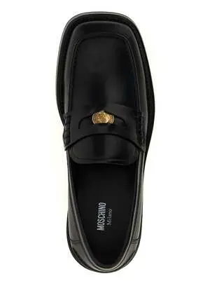 Moschino Berlin Leather Loafers With Metal Coin Detail