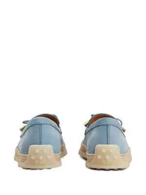 TOD'S Suede Braided Trim Loafers - Multicolor