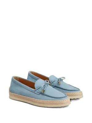 TOD'S Suede Braided Trim Loafers - Multicolor