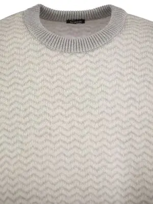 Kiton Crew Neck Cashmere Jumper With Geometric Pattern