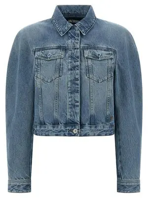 Jacquemus La Veste De-nimes Ovalo Cropped Denim Jacket - Blue