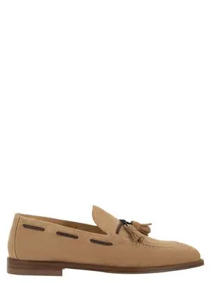 Brunello Cucinelli Suede Tassel Loafers - Cream