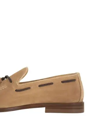 Brunello Cucinelli Suede Tassel Loafers - Cream