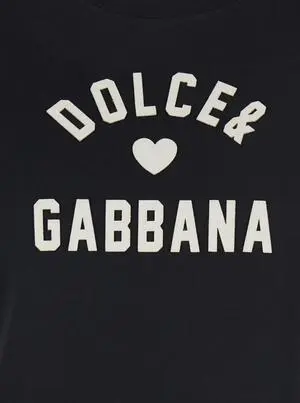 Dolce & Gabbana Cotton Crewneck T-shirt With Maxi Logo - Black