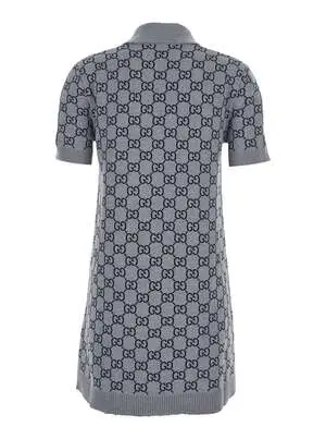 Gucci Wool Dress With Gg Motif - Multicolor