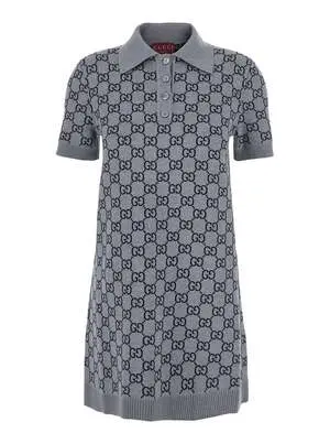 Gucci Wool Dress With Gg Motif - Multicolor