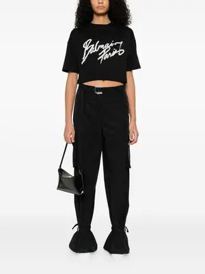 Balmain Logo Cotton Cropped T-shirt - Multicolor
