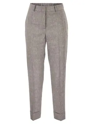 Peserico Wool Blend Flannel Trousers With Lurex Stripe