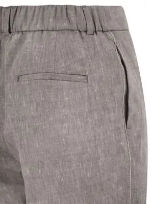 Peserico Wool Blend Flannel Trousers With Lurex Stripe