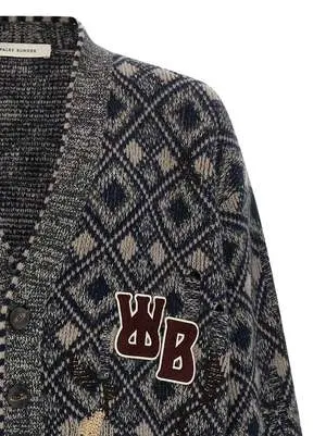 WALES BONNER Sibling Merino Wool Cardigan