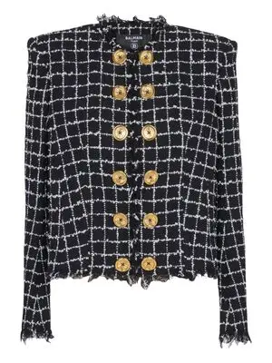 Balmain Black Tweed Jacket With Gold-tone Buttons - Multicolor