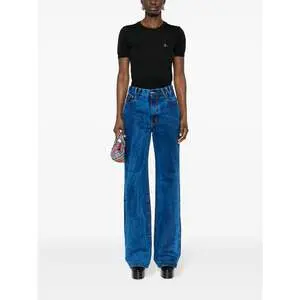 VIVIENNE WESTWOOD Merino Wool-silk Blend Crewneck T-shirt With Orb Logo