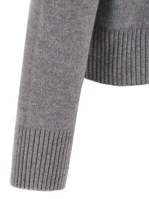 AMI Paris V-neck Wool & Cashmere Sweater With Puff Logo Patch