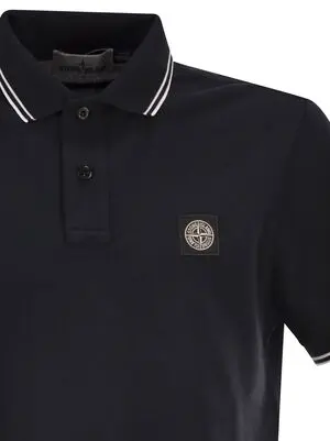 Stone Island Slim Fit Short Sleeve Polo Shirt With Compass Patch - Blue