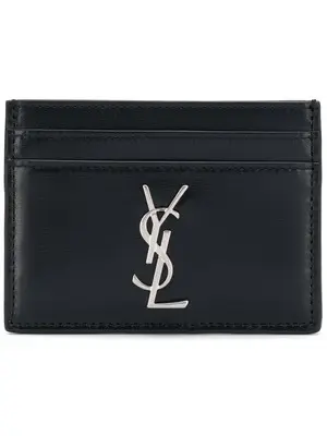 Saint Laurent Smooth Leather Cassandre Card Holder - Black