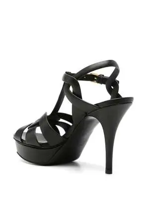 Saint Laurent Tribute Platform Sandals In Smooth Leather - Black