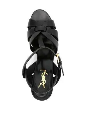 Saint Laurent Tribute Platform Sandals In Smooth Leather - Black