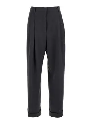 Dries Van Noten Wool Pants With Turn-up Hem - Multicolor