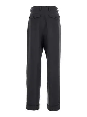 Dries Van Noten Wool Pants With Turn-up Hem - Multicolor