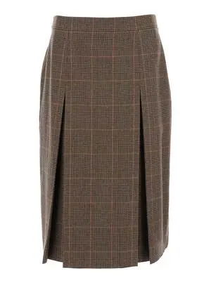 Saint Laurent Midi Skirt With Check Motif - Multicolor