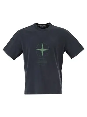 Stone Island Regular Fit T-shirt With “light Compass” Print - Blue