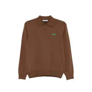Prada Silk Long Sleeve Polo Shirt - Brown