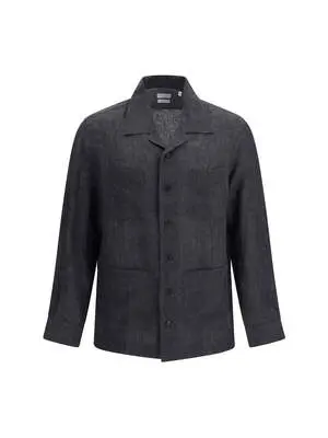 Brunello Cucinelli Easy Fit Linen Shirt - Gray