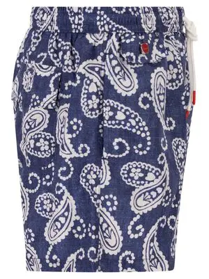 Kiton Short Patterned Swim Boxers In Polyester