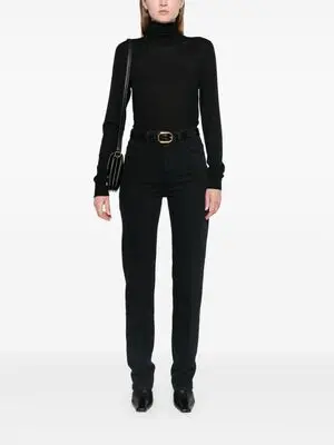 Saint Laurent Cassandre Wool Turtleneck Sweater - Black