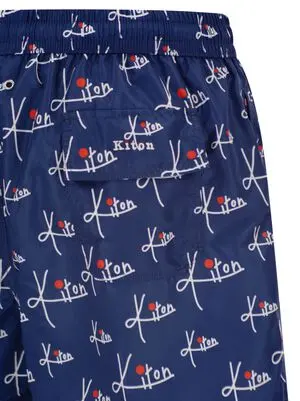 Kiton Short Swim Boxers With All-over Pattern - Blue