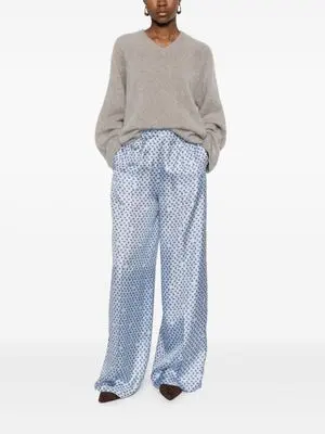 Max Mara Silk Printed Wide Leg Trousers - Multicolor