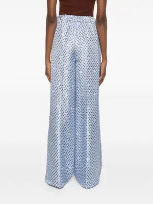 Max Mara Silk Printed Wide Leg Trousers - Multicolor